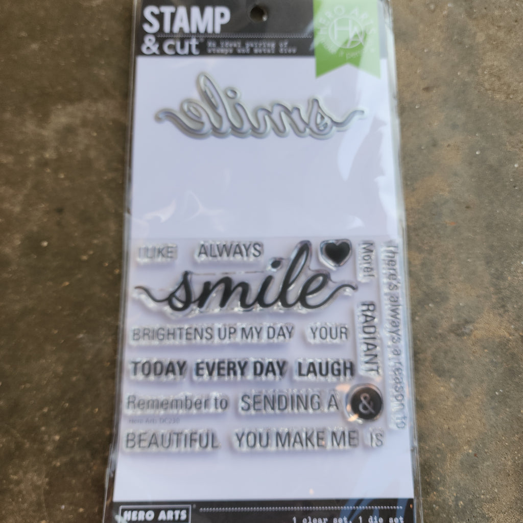 SMILE - Hero Arts Stamp and Cut Die set – Scrapbook Outlet - Gina Marie ...
