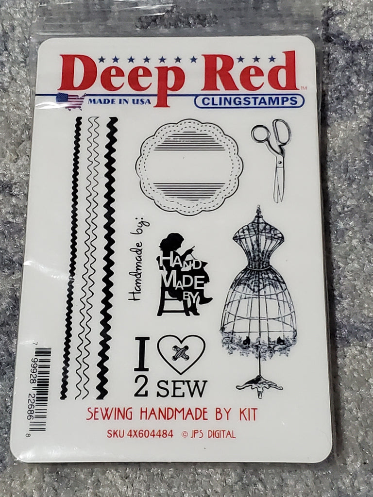 SEWING HANDMADE BY KIT - DEEP RED RUBBER STAMPS – Scrapbook Outlet ...