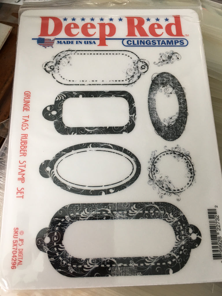 GRUNGE TAGS RUBBER STAMP SET - DEEP RED RUBBER STAMPS – Scrapbook ...